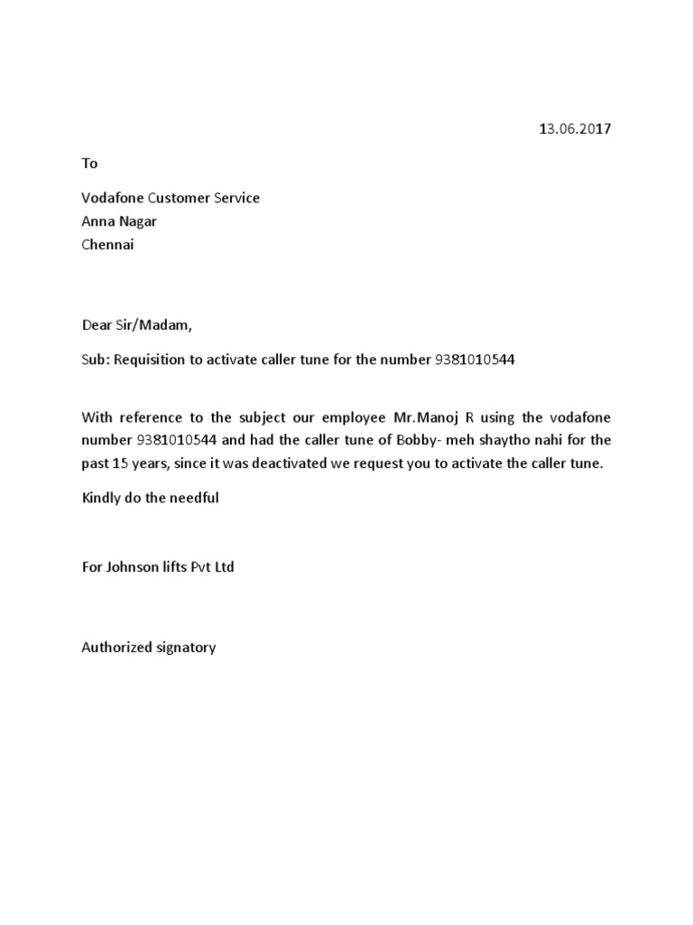 Letter For Caller Tune | PDF