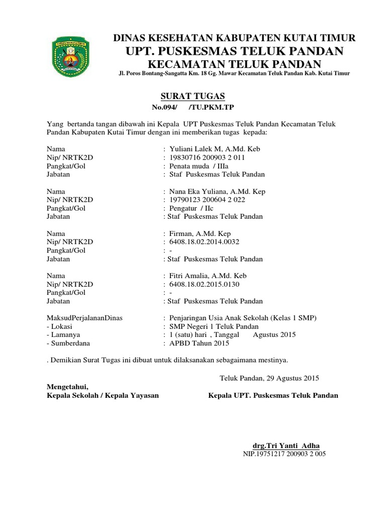 Contoh Surat Tugas | PDF