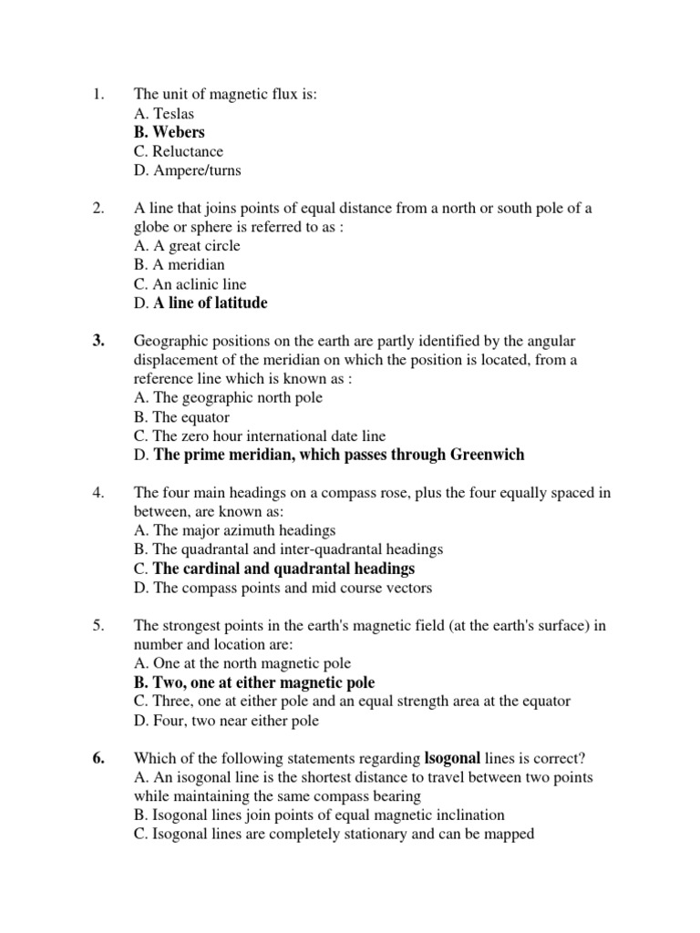Compass Questions | PDF | Compass | Magnetic Field