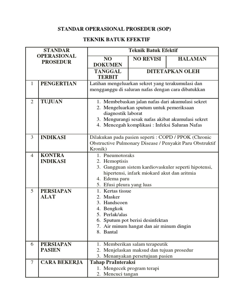 Sop Batuk Efektif | PDF
