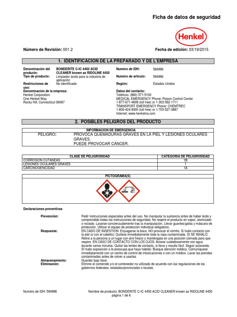 Bonderite C-Ic 4450 Ridoline Español 594996 PDF | PDF | Quemar | Hidrógeno