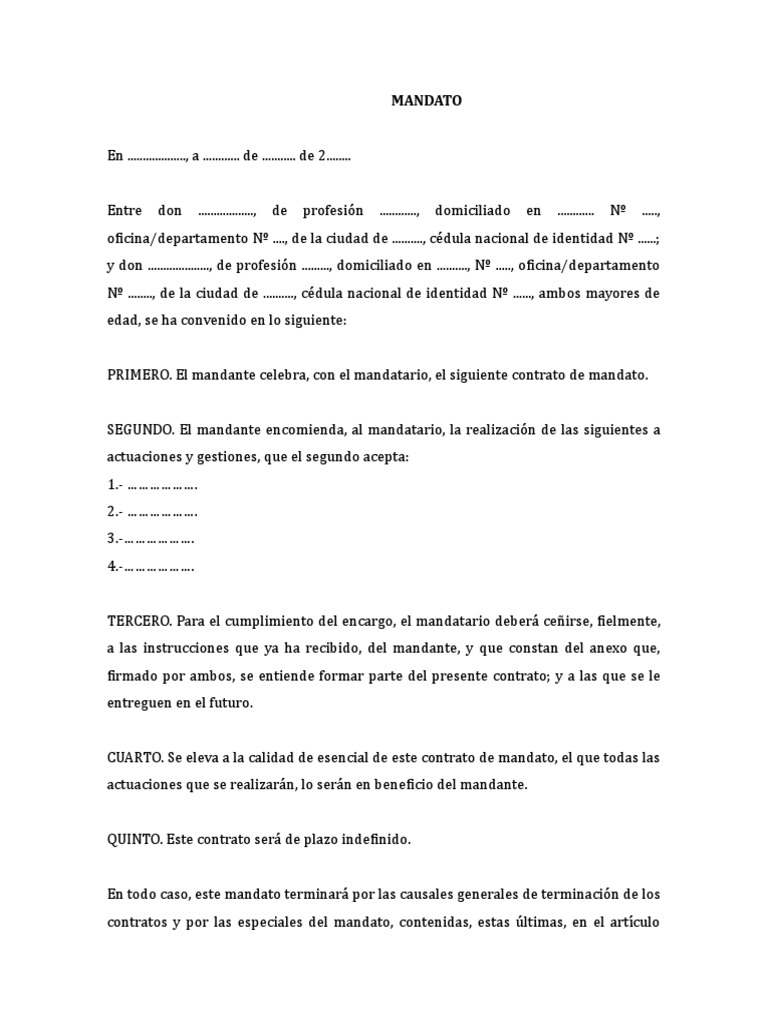 Cómo llenar un contrato de mandato | PDF | Gobierno | Business