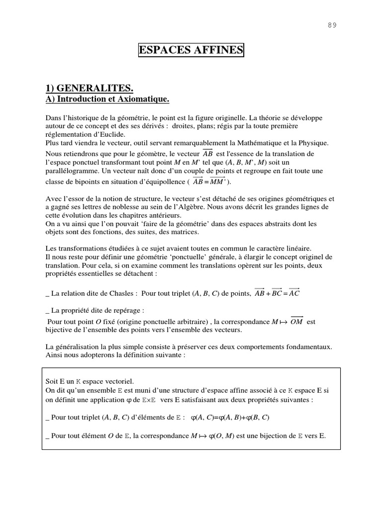 Définition des espaces affines | PDF | Orthogonalité | Espace euclidien