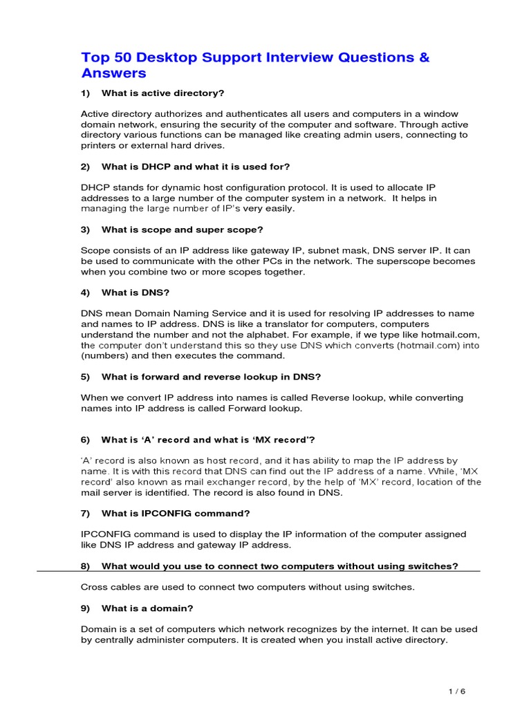 top-50-desktop-support-interview-questions.docx | Ip Address | Domain ... top-50-desktop-support-interview-questions.docx | Ip Address | Domain ...