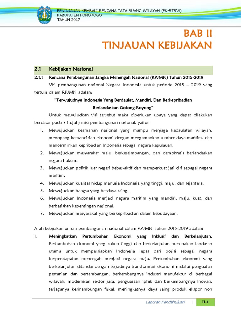 Bab 2 - Tinjauan Kebijakan (PK-RTRW) | PDF