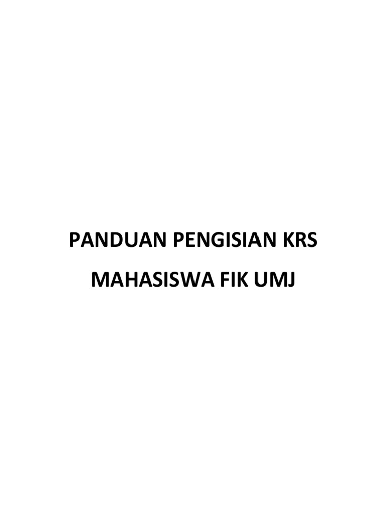 Panduan Pengisian Krs | PDF