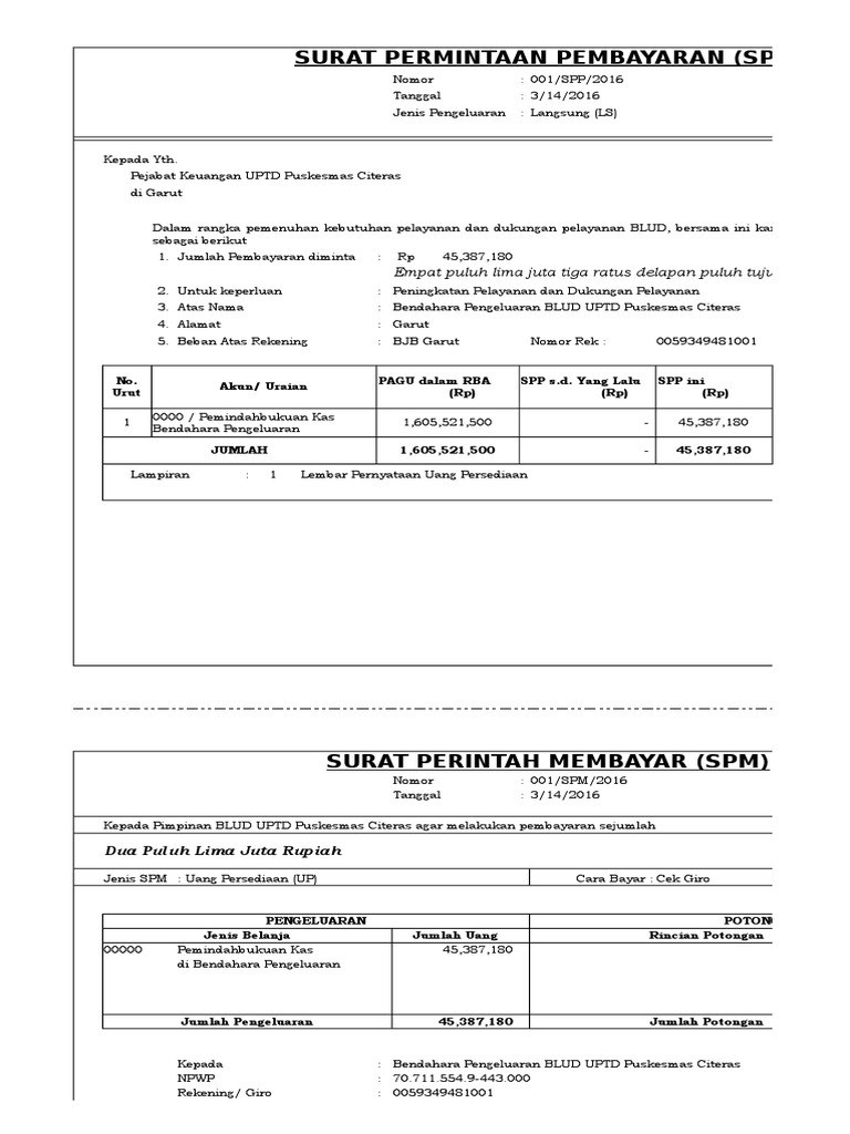 SPP, SPM, Sp2d Agsts | PDF | Bisnis
