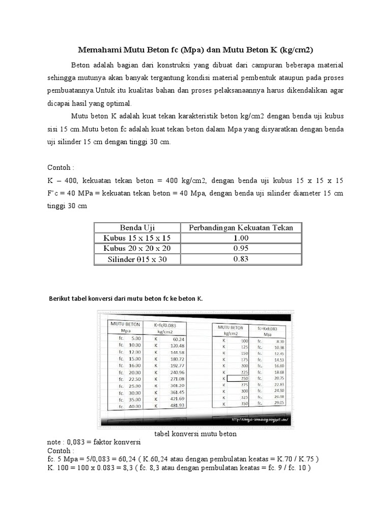 Memahami Mutu Beton FC | PDF