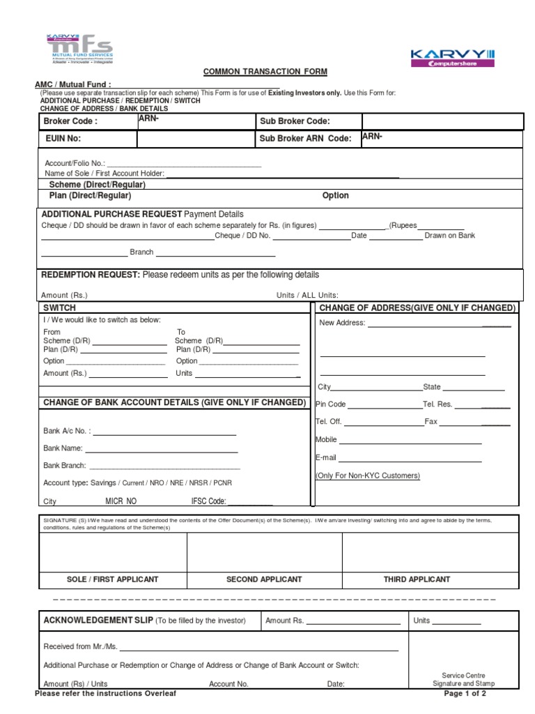 Common Transaction Form | Cheque | Financial Transaction