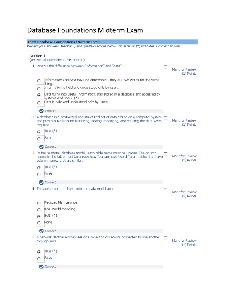 Kuis Database Foundations Midterm Exam | PDF | Databases | Test ...