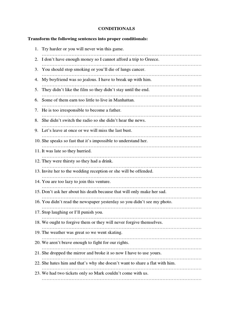 Conditional Sentence Transformations | PDF