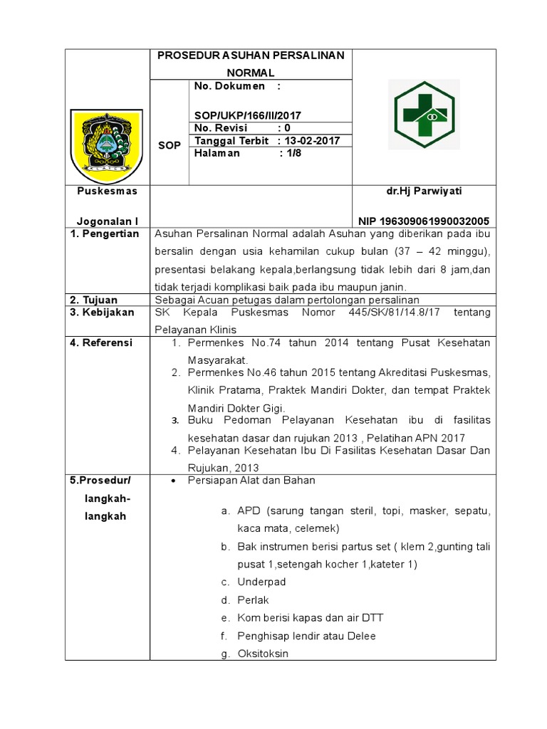 02.sop Persalinan Normal | PDF | Kesehatan Holistik | Sains & Matematika
