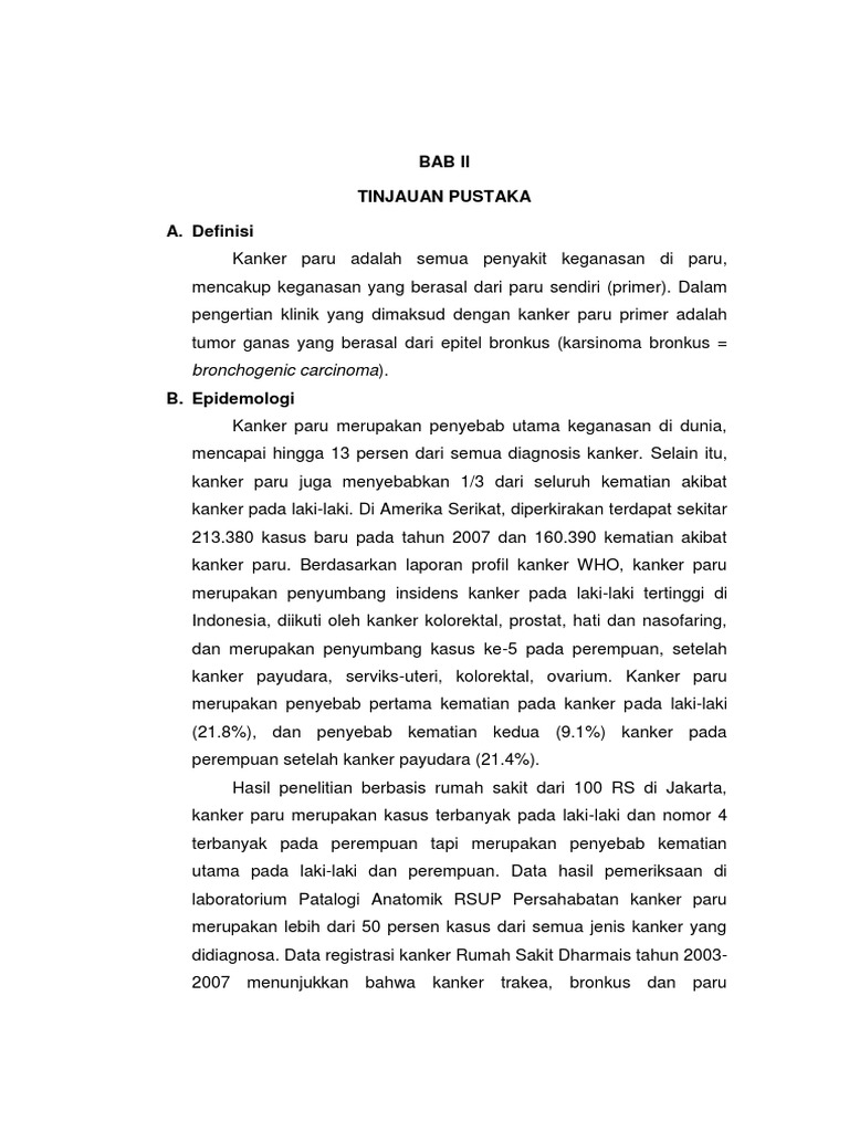 Latar Belakang Epidemiologi dan Patogenesis Kanker Paru | PDF