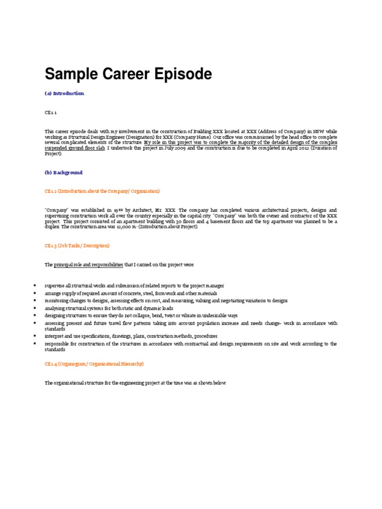 Sample Career Episode CDR Writing PDF | PDF | Specification (Technical ...