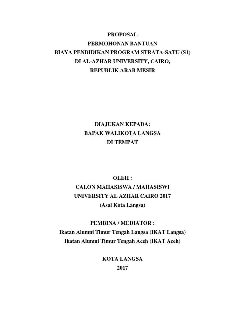 Proposal Permohonan Beasiswa | PDF