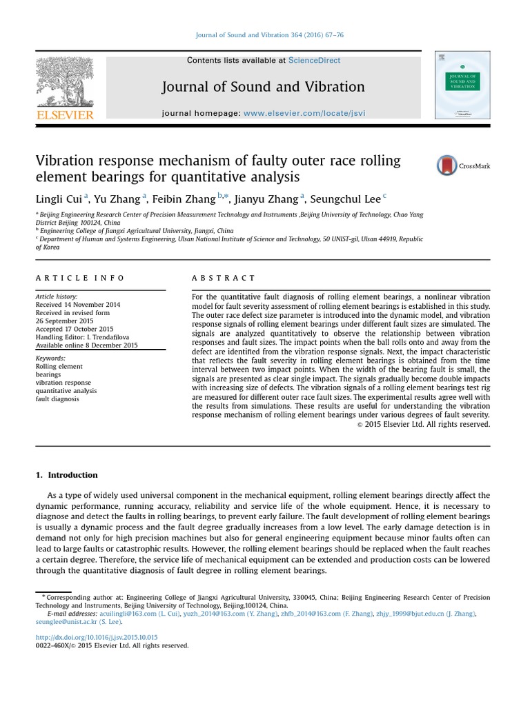 Vibration Analysis of Faulty Bearings | PDF | Bearing (Mechanical ...