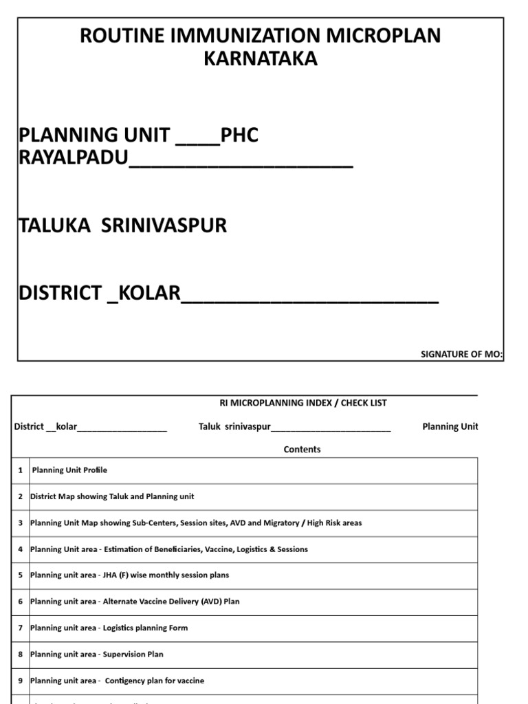 Ri Micro Plan - 2017 | PDF | Public Health | Vaccination