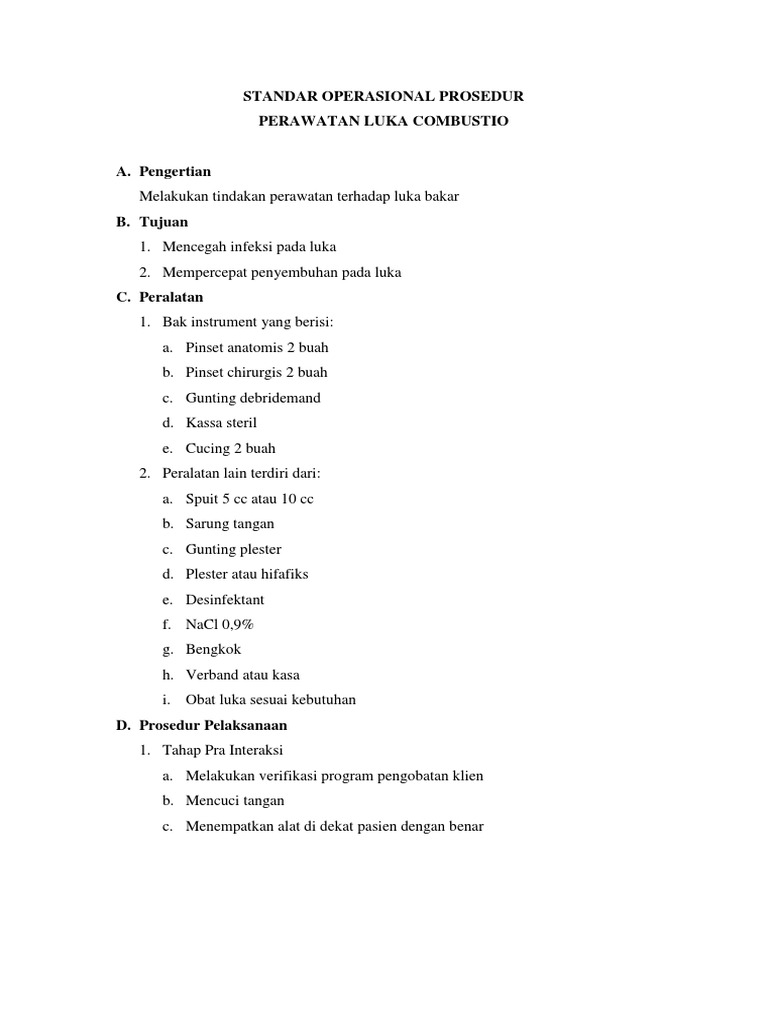 Sop Perawatan Luka Combustio | PDF