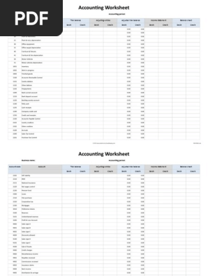 Accounting Worksheet Template Pdf Free And Customizable Accounting