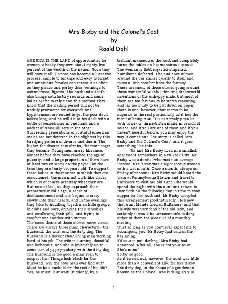 Mrs Bixby and The Colonel S Coat | PDF | Clothing