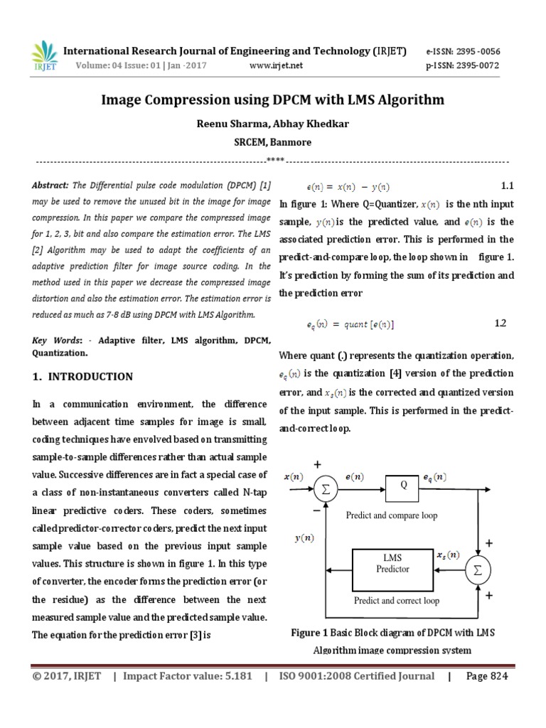 Image Compression Using DPCM With LMS Algorithm | PDF | Sampling ...