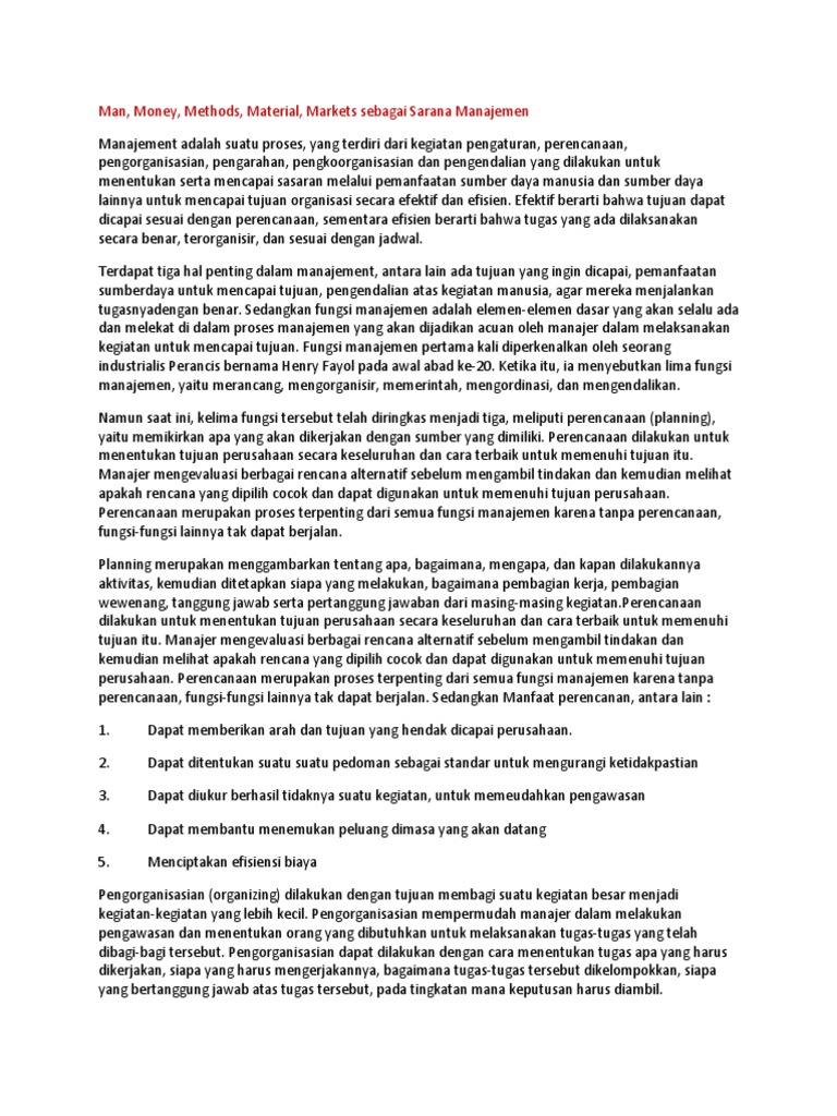 Manajemen (Input, Proses, Output) | PDF