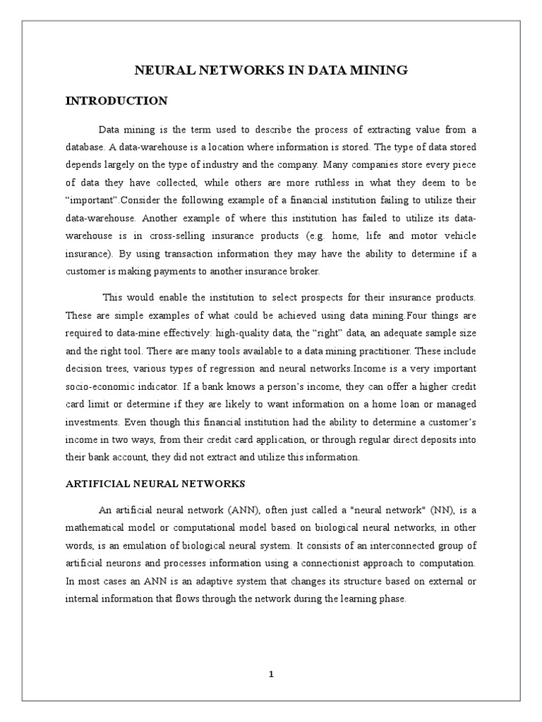 Neural Networks in Data Mining | PDF | Artificial Neural Network | Data ...