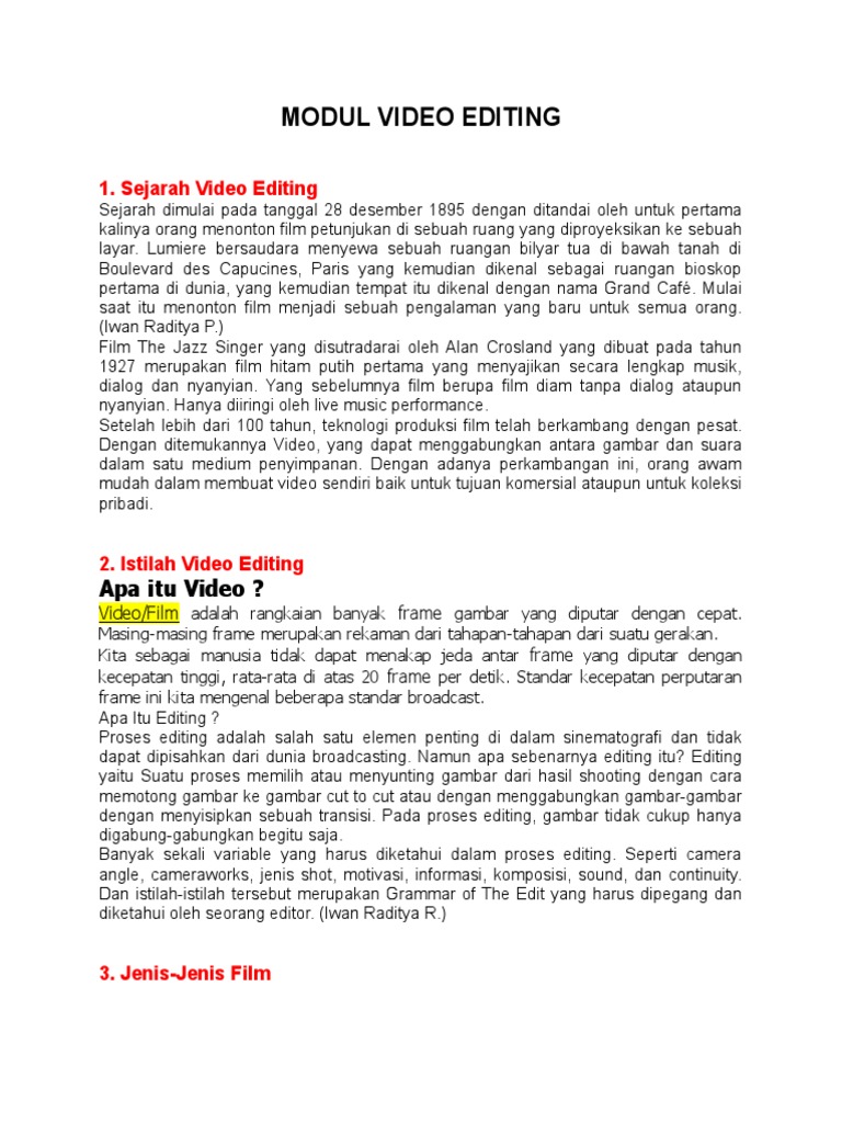 Modul Video Editing | PDF | Komputer