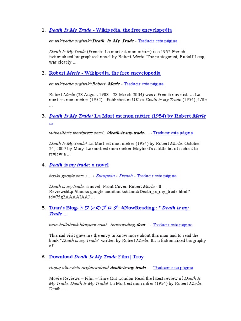 Merle, Death Is My Trade | PDF | Novels | The Holocaust