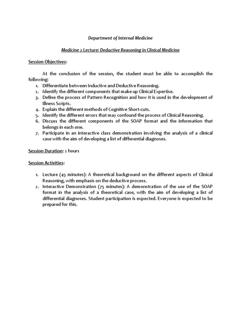 Lecture On Deductive Reasoning - An Outline | PDF