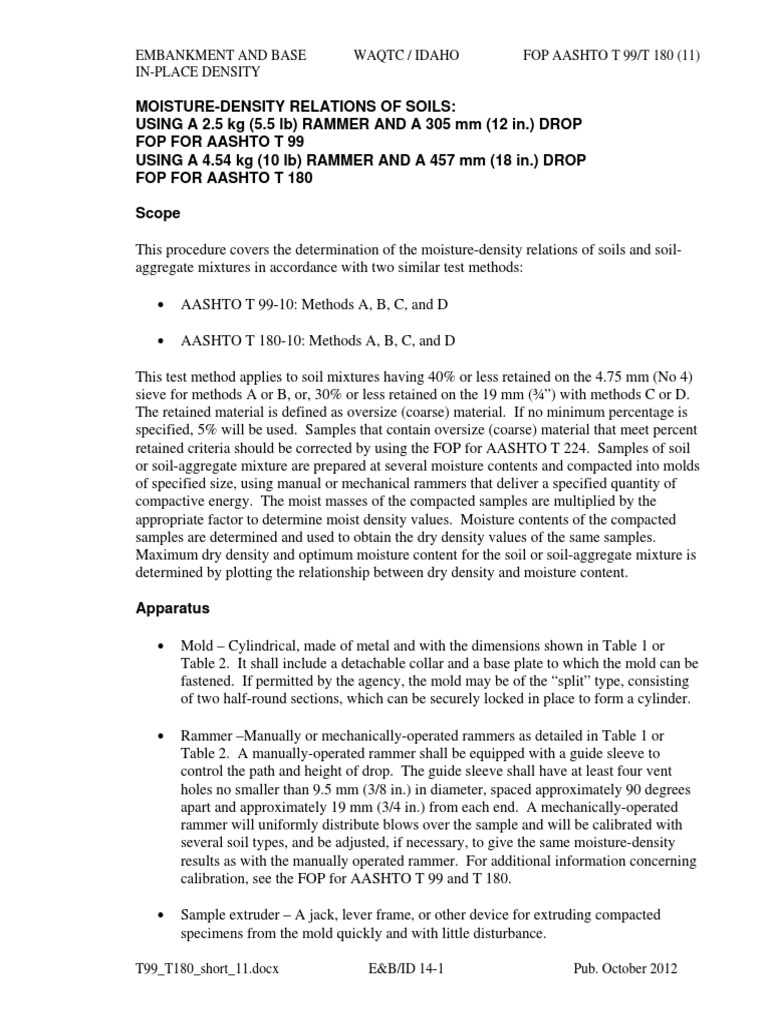 AASHTO T99 _T180.pdf | Density | Soil