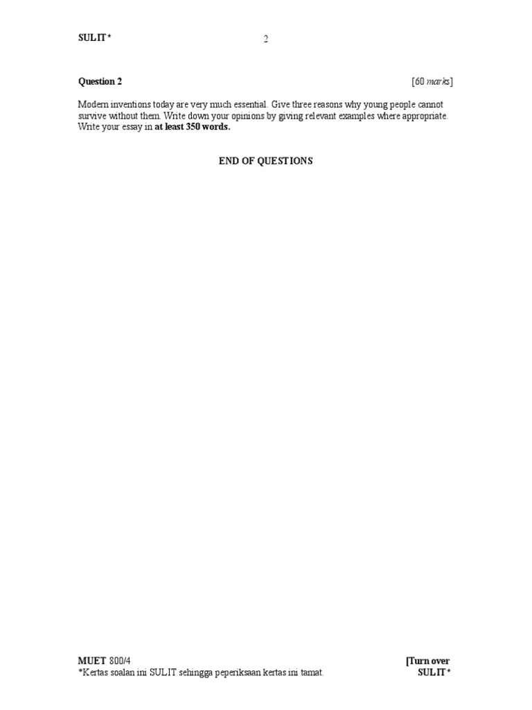 Muet Writing Test Question 2