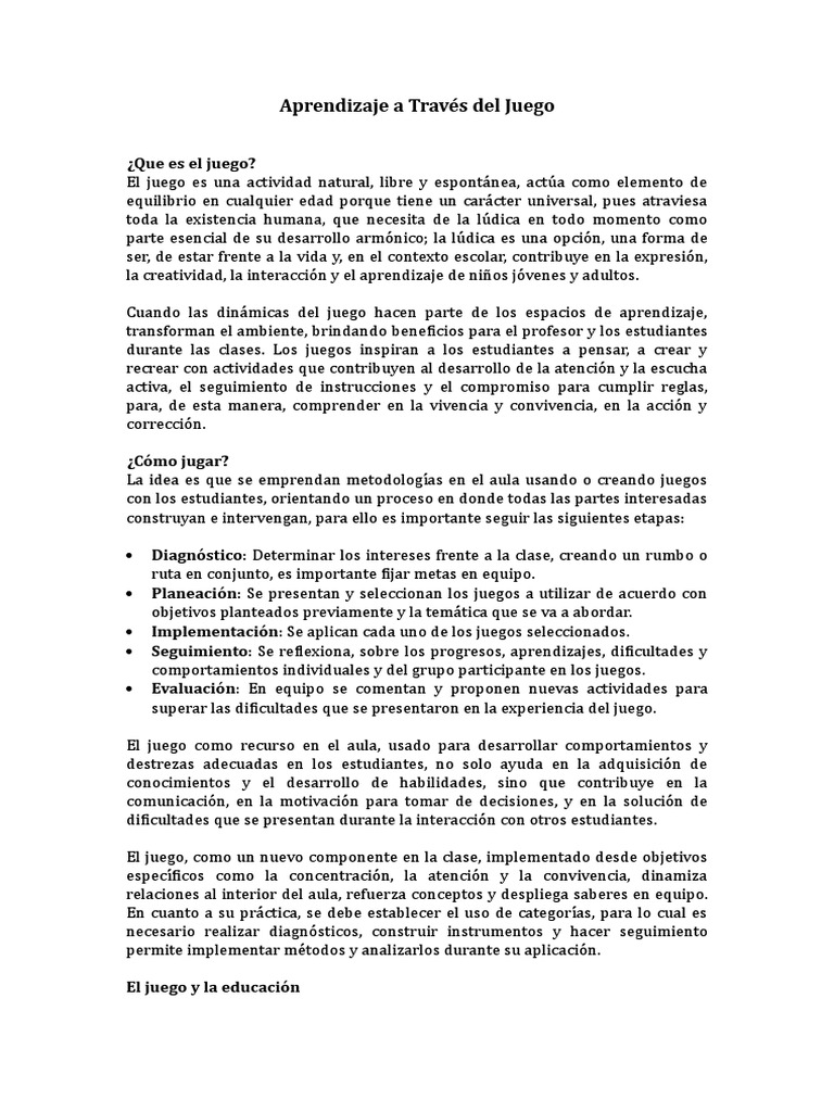 Aprendizaje A Traves Del Juegodocx Adultos Aprendizaje 