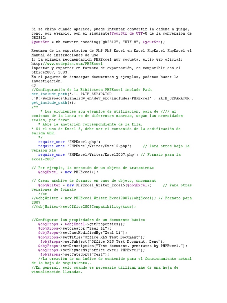 Ejemplos Phpexcel | PDF | Microsoft Excel | Software