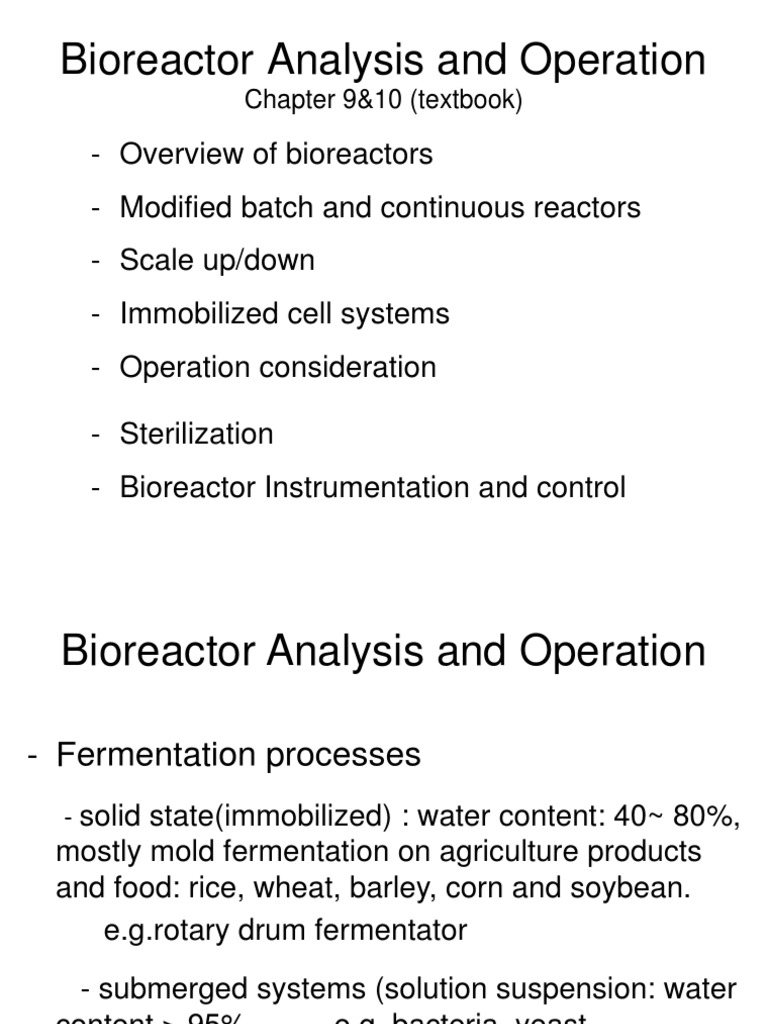 Bioreactor Design and Operations Overview | PDF | Biology | Chemistry