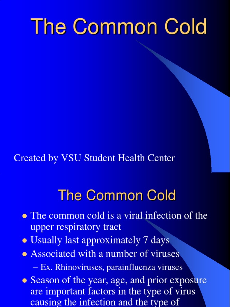 The Common Cold: Created by VSU Student Health Center | PDF | Common ...