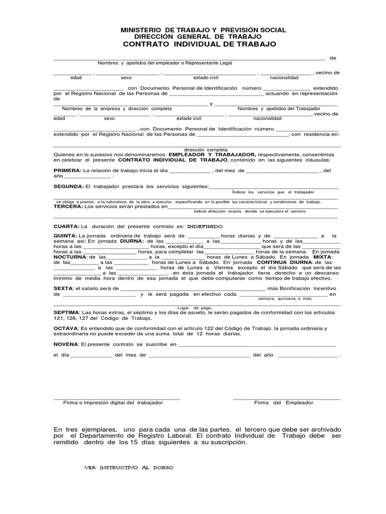Modelo-Contrato-de-Trabajo-Guatemala.pdf | Tiempo de trabajo | Derecho laboral