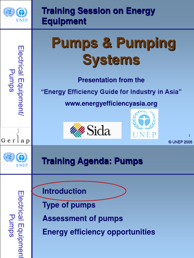 Pumps Pumping Systems Training Session On Energy Equipment Pdf
