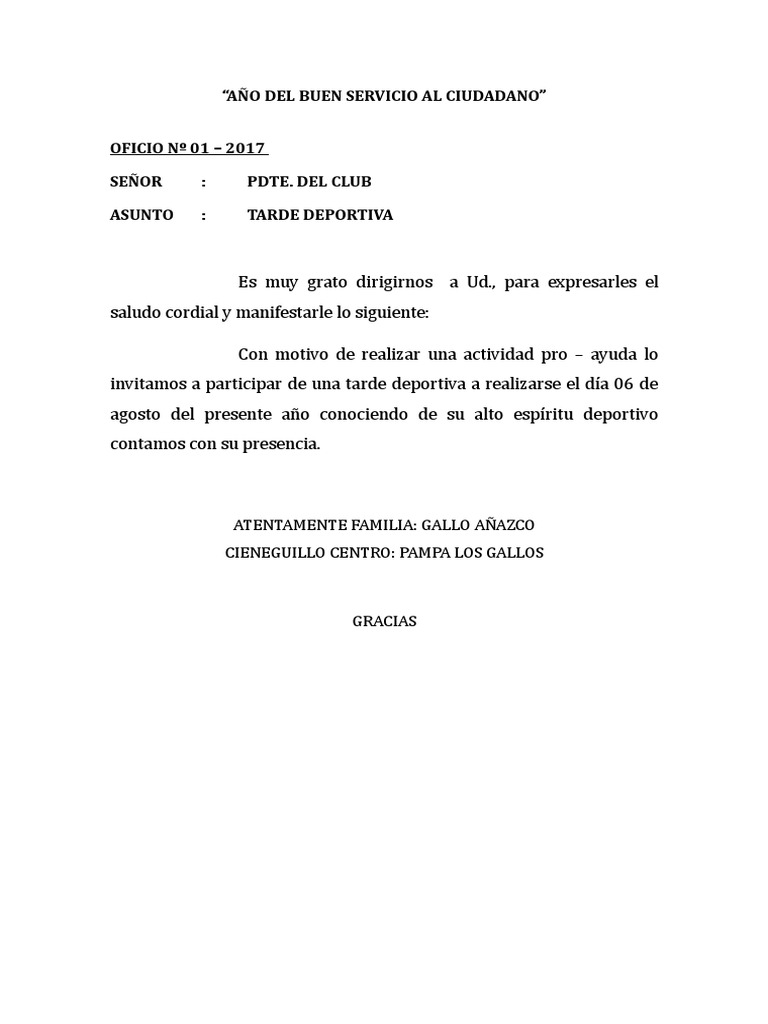 Oficio Pro Ayuda | PDF