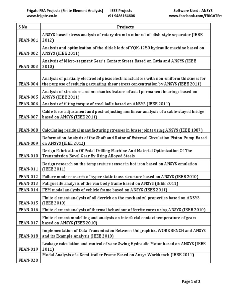 ANSYS Projects India - Frigate Projects - 9486164606 PDF | PDF | Finite ...