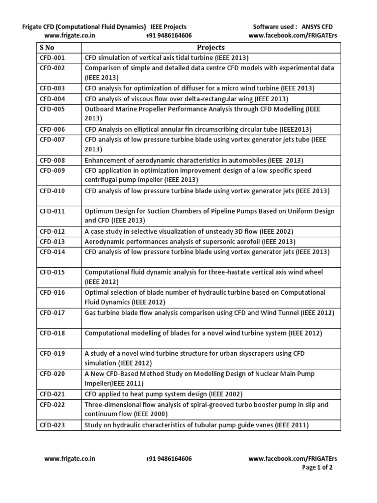 CFX CFD Projects India - Frigate Projects - 9486164606 PDF | PDF ...