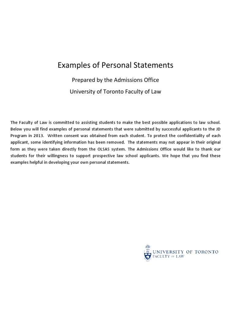 UofT Law Personal Statements Examples PDF | PDF | Orchestras | Legal ...