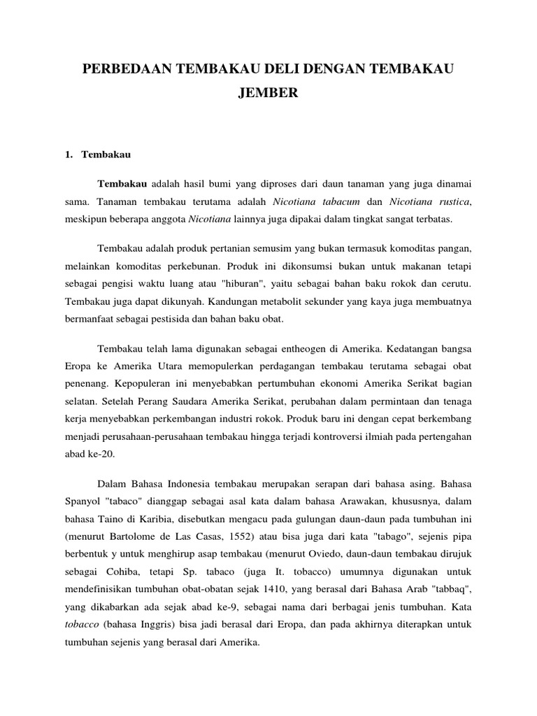 Tembakau Deli Dengan Tembakau Jember | PDF