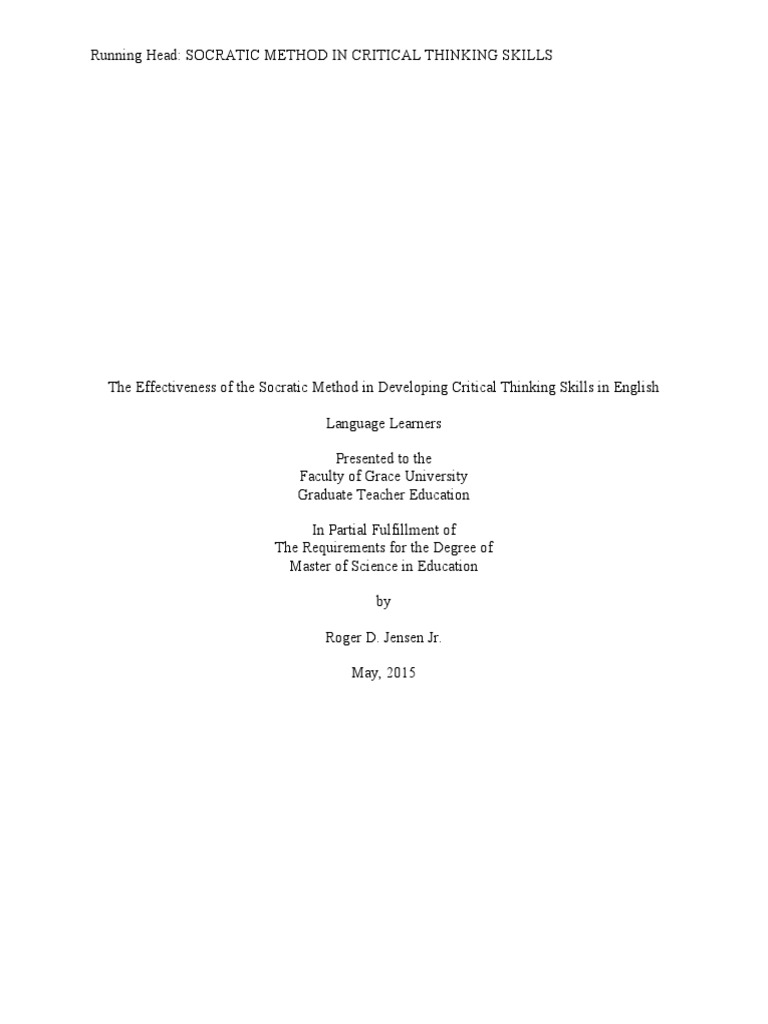 Socratic Method for ELL Critical Thinking | PDF | Critical Thinking ...