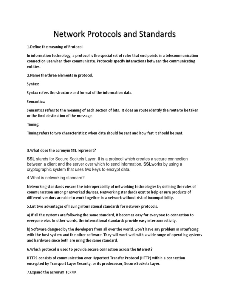 Network Protocols and Standards | PDF | Internet Protocols ...