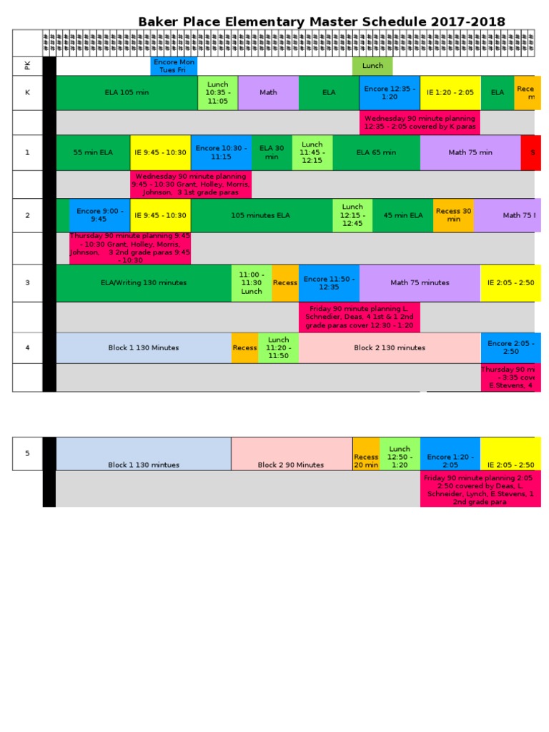 BPE Master Schedule 2017-2018 | PDF | Schools | Educational Organizations