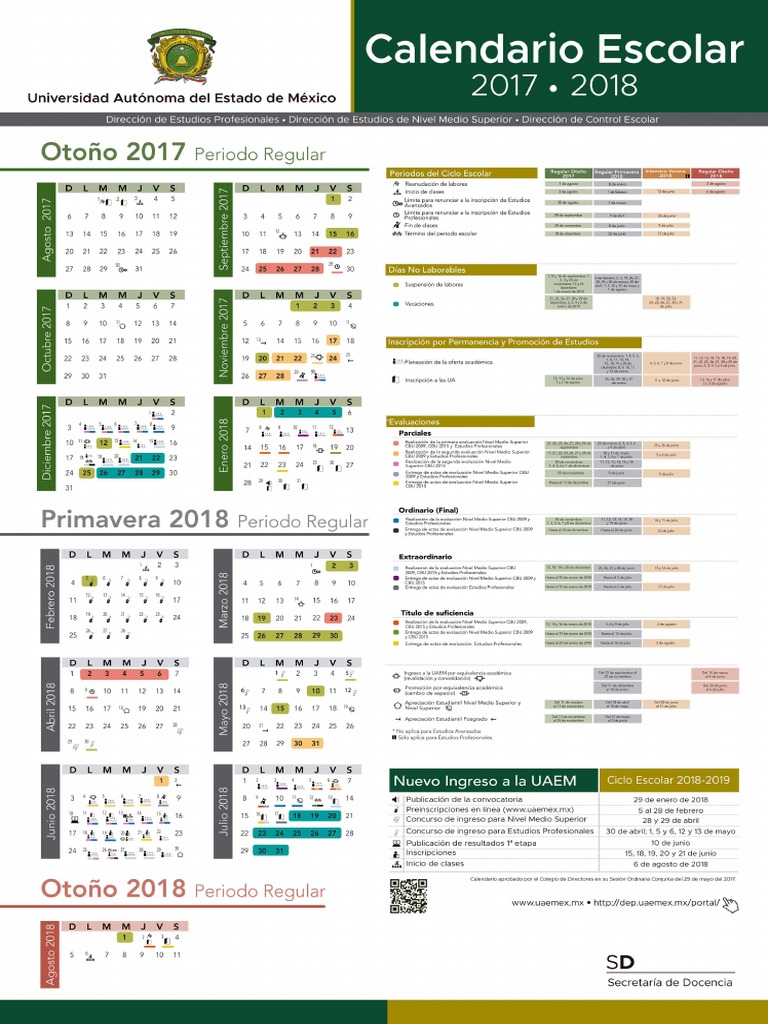 Calendario Escolar 2017-2018 UAEM | PDF