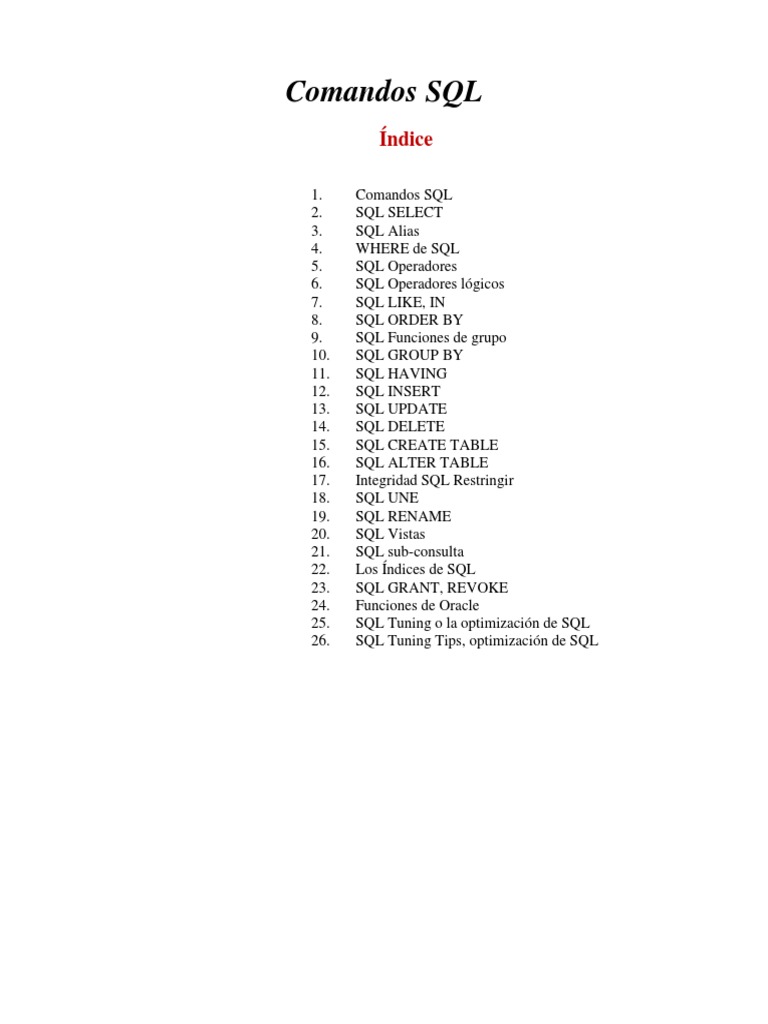 Comandos SQL para Base de Datos | PDF | SQL | Tabla (base de datos)
