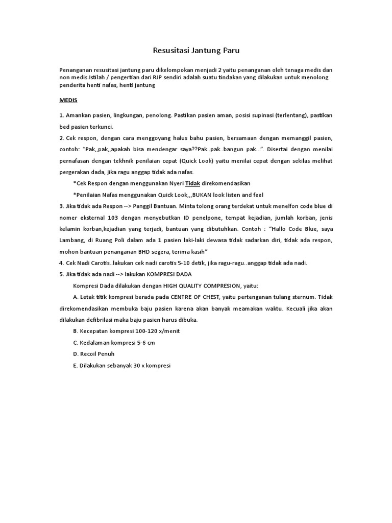 Algoritma BHD Medis Guidline Aha 2015 | PDF