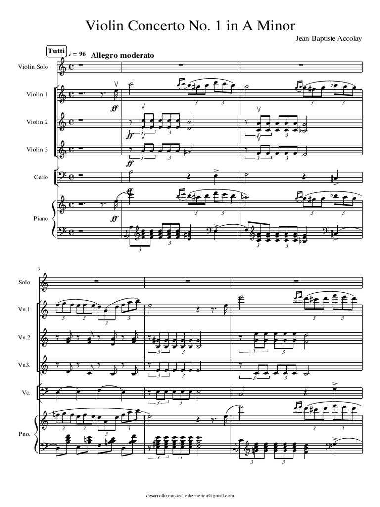 Accolay Violin Concerto in A Minor | PDF